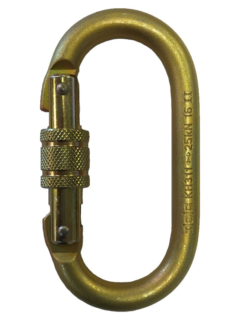 ISC Steel Oval Screwgate karabiner with Hook Nose